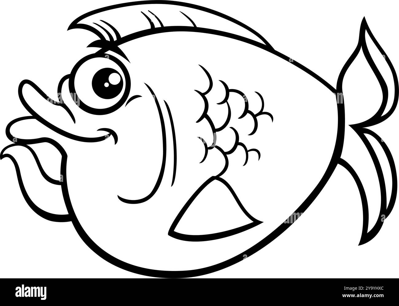 Cartoon illustration of funny fish sea life animal character coloring ...