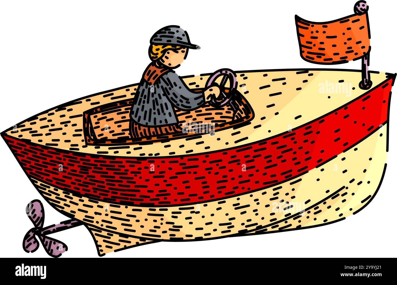 yacht toy boat sketch hand drawn vector Stock Vector Image & Art - Alamy