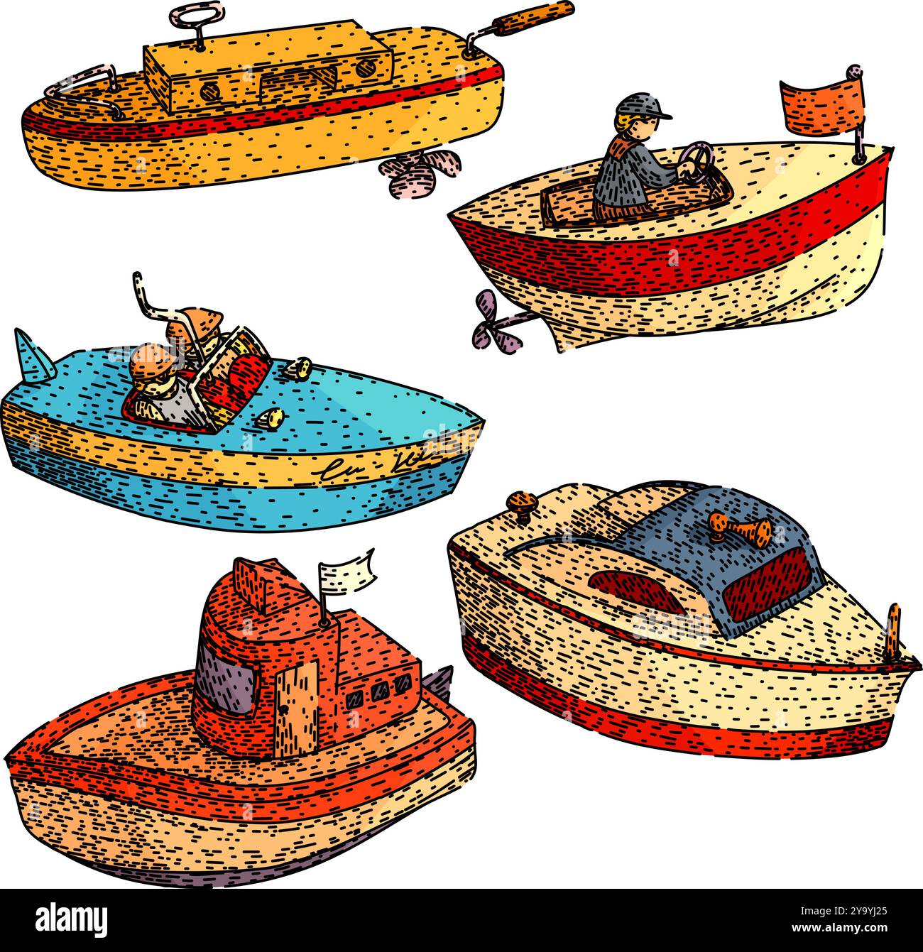 toy boat set sketch hand drawn vector Stock Vector Image & Art - Alamy