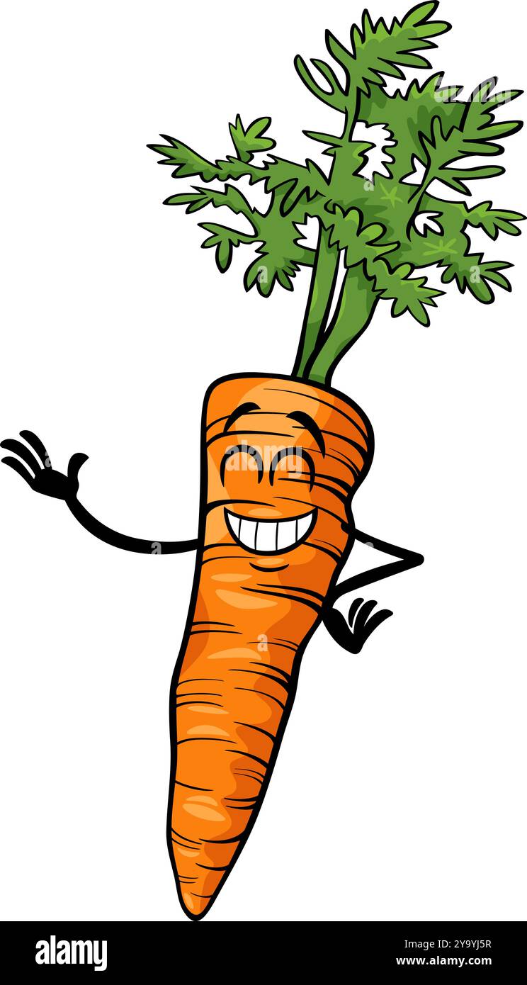 Cartoon illustration of happy carrot vegetable comic character Stock ...