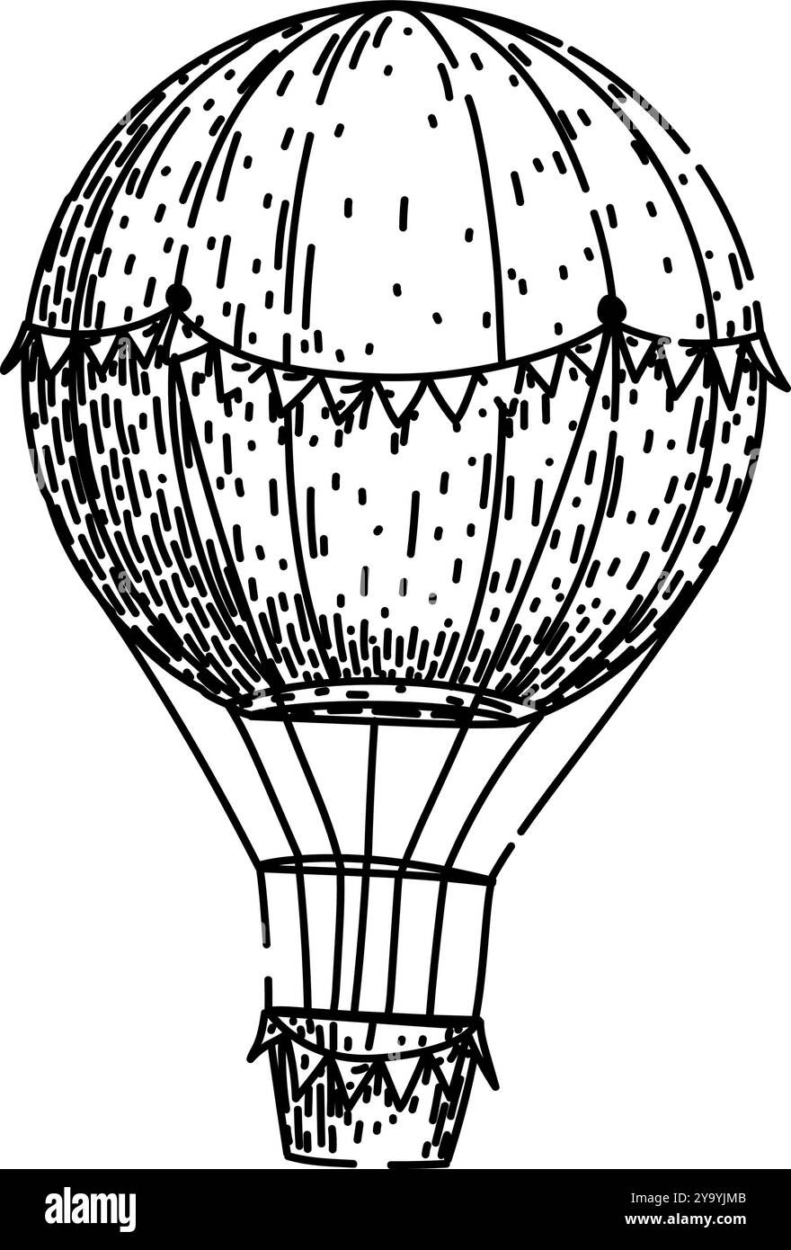 borne hot air balloon sketch hand drawn vector Stock Vector Image & Art ...