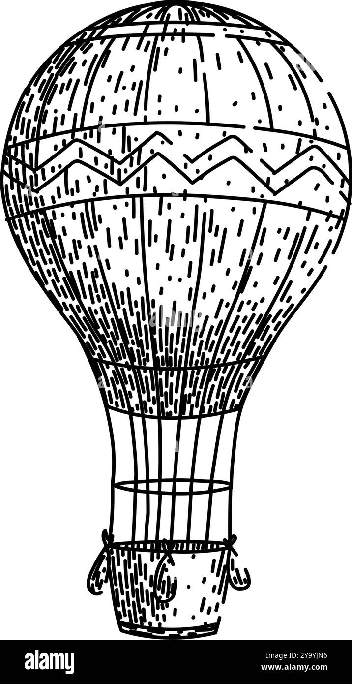 flight hot air balloon sketch hand drawn vector Stock Vector Image ...