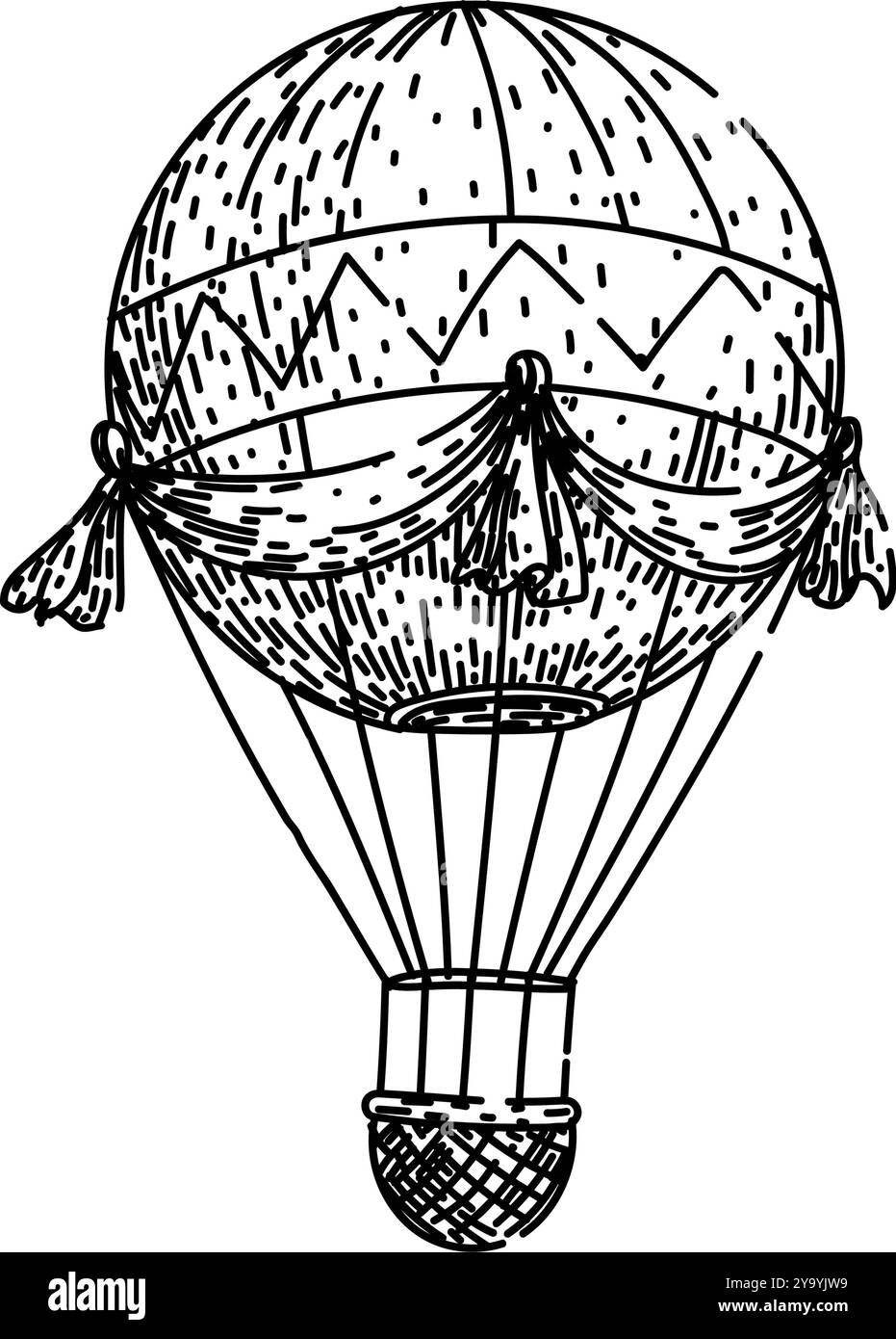 adventure hot air balloon sketch hand drawn vector Stock Vector Image ...