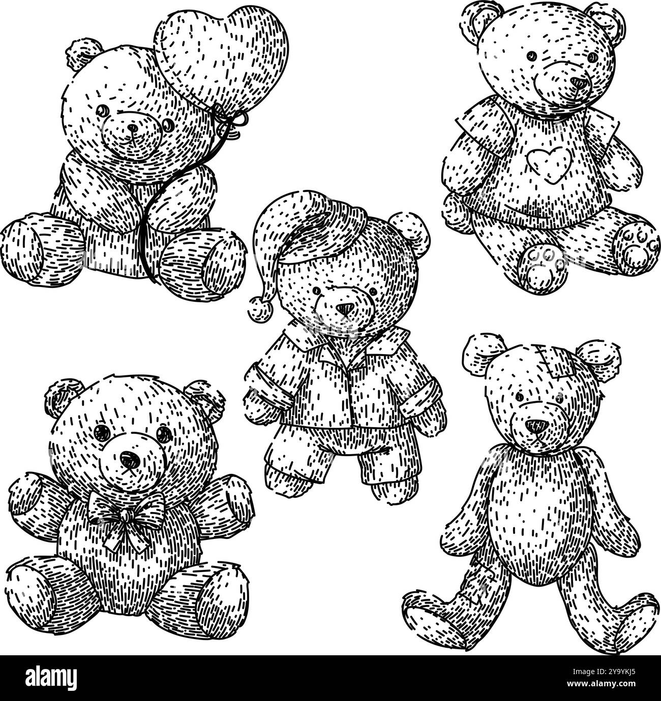 teddy bear set sketch hand drawn vector Stock Vector Image & Art - Alamy