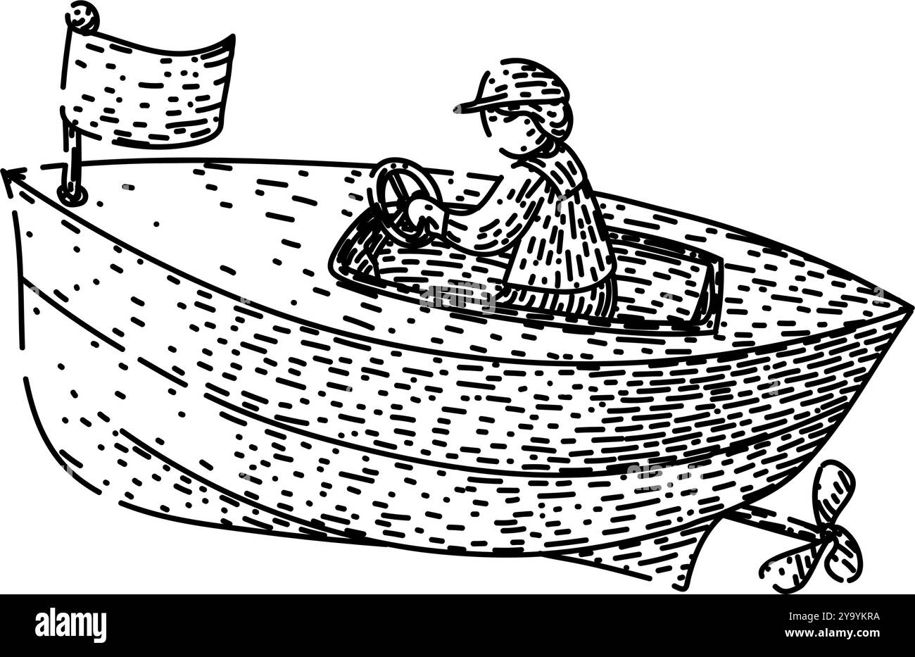 yacht toy boat sketch hand drawn vector Stock Vector Image & Art - Alamy