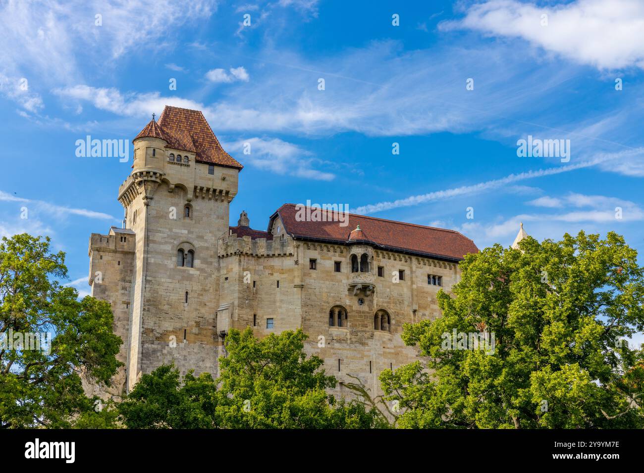 Medieval castle Burg Liechtenstein in Vienna, Austria. Ancient fortress ...