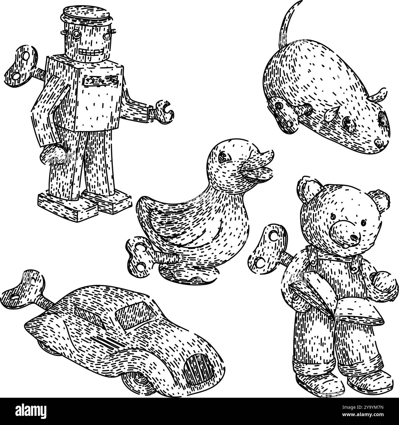 wind up toy set sketch hand drawn vector Stock Vector Image & Art - Alamy