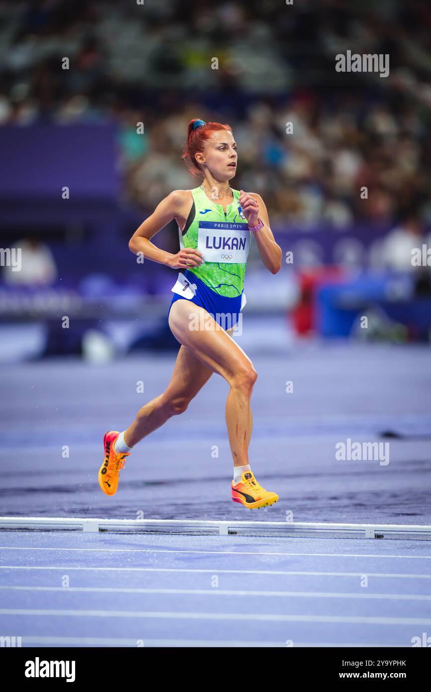 Klara Lukan participating in the 10.000 meters at the Paris 2024 ...
