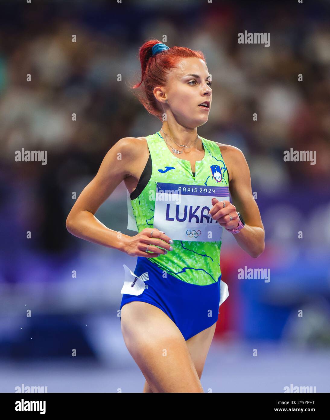 Klara Lukan participating in the 10.000 meters at the Paris 2024 ...