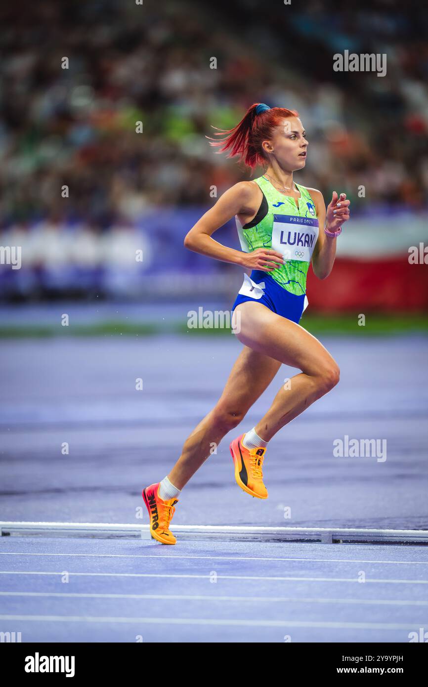 Klara Lukan participating in the 10.000 meters at the Paris 2024 ...