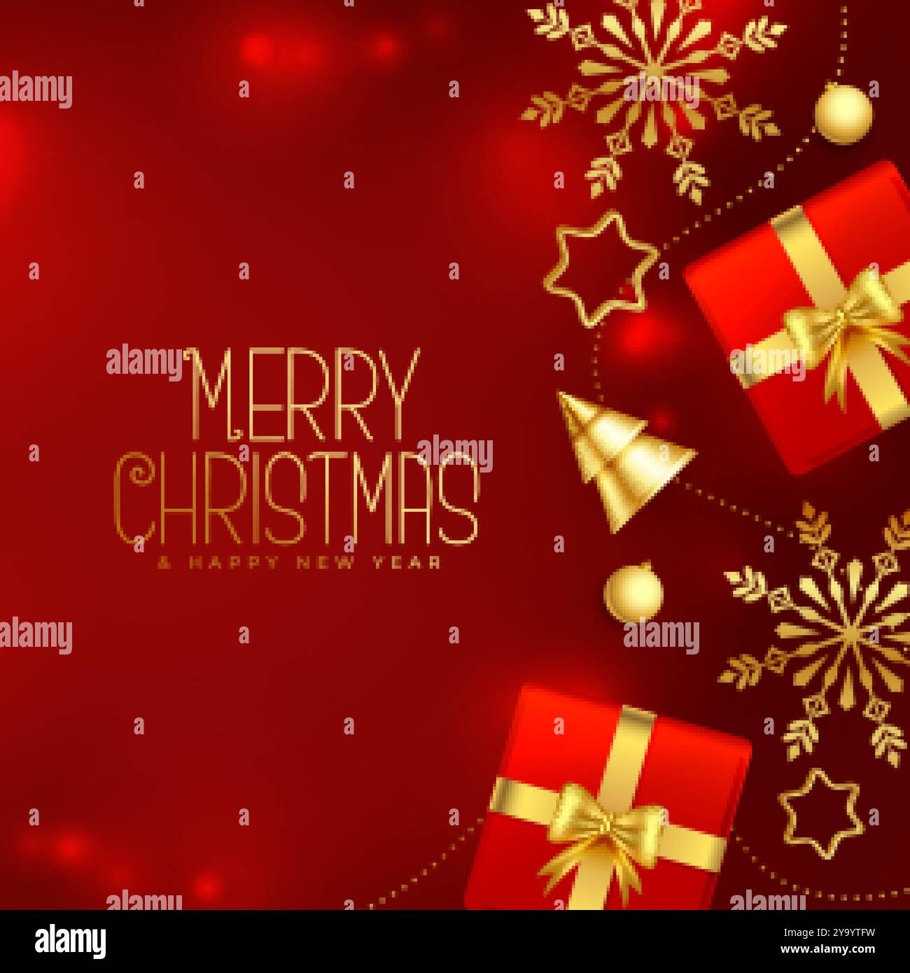merry christmas red background with xmas elements design Stock Vector ...