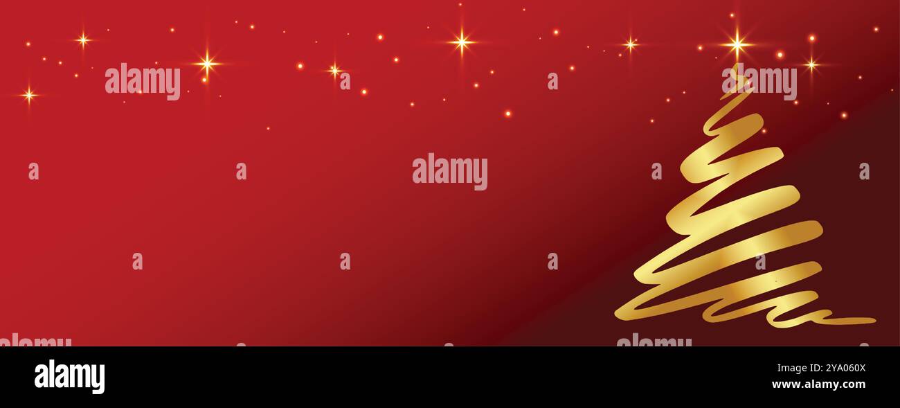 shiny ribbon style christmas tree red banner with text space vector ...