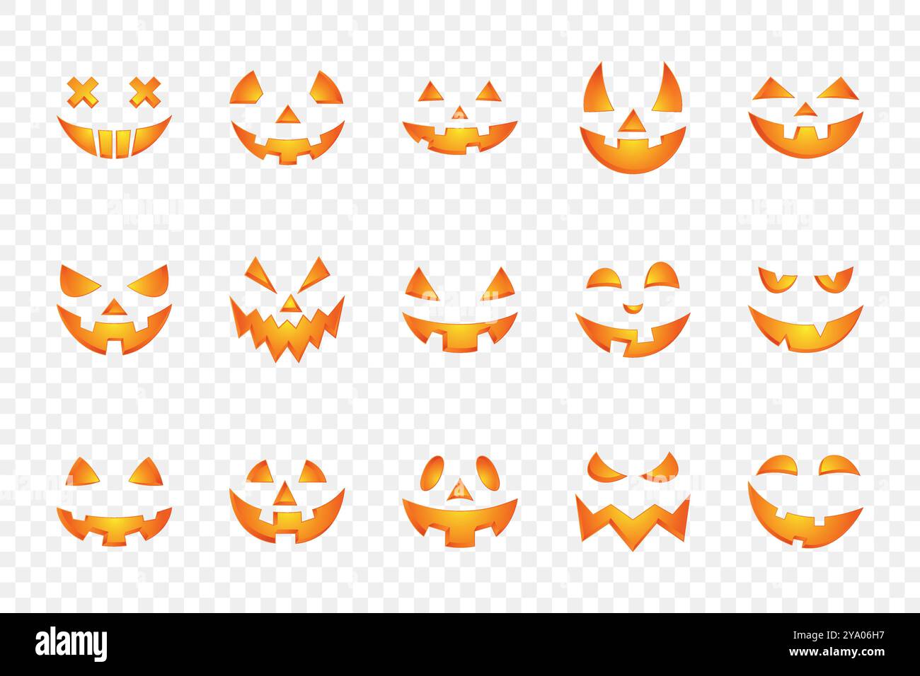 Jack-o-Lantern Faces Collection for Halloween Pumpkin Carving, Colorful ...