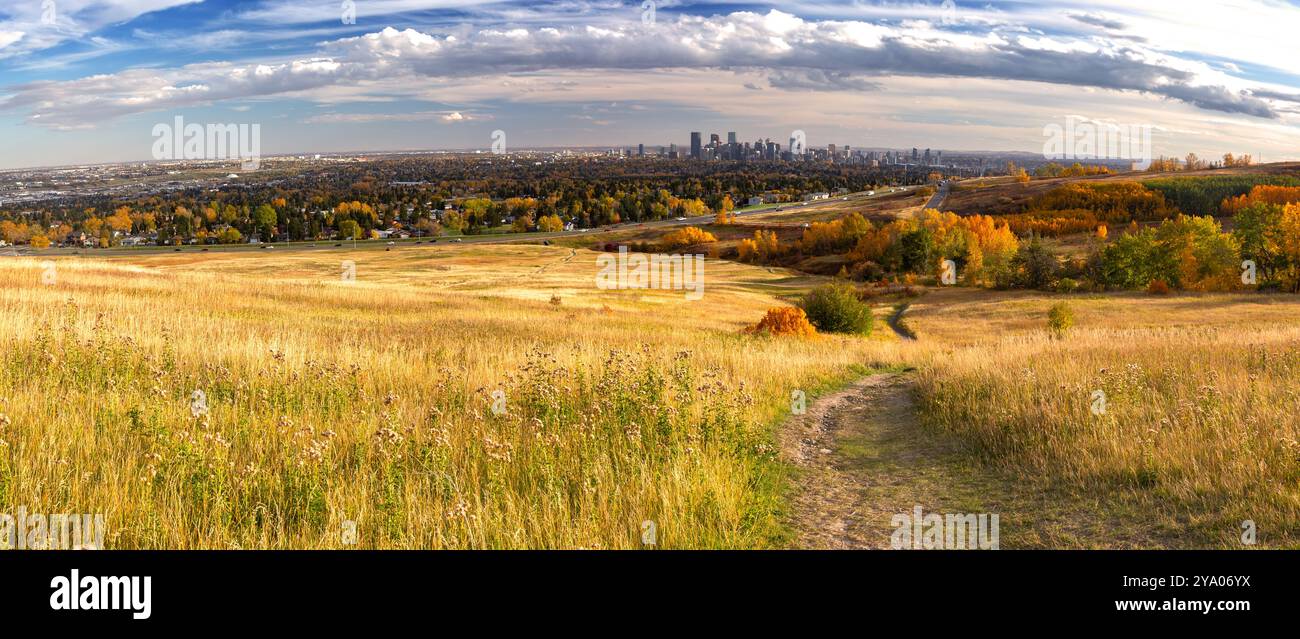 Nose Hill Urban Park Scenic Panoramic Landscape. Autumn Colour Change ...