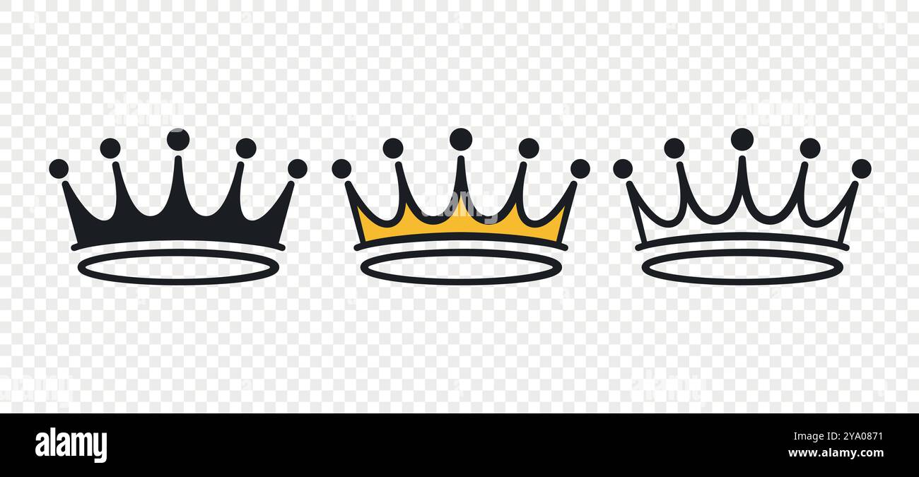 Vector Crown Icons Set. Flat Style Crown Icon Collection. Elegant Crown ...