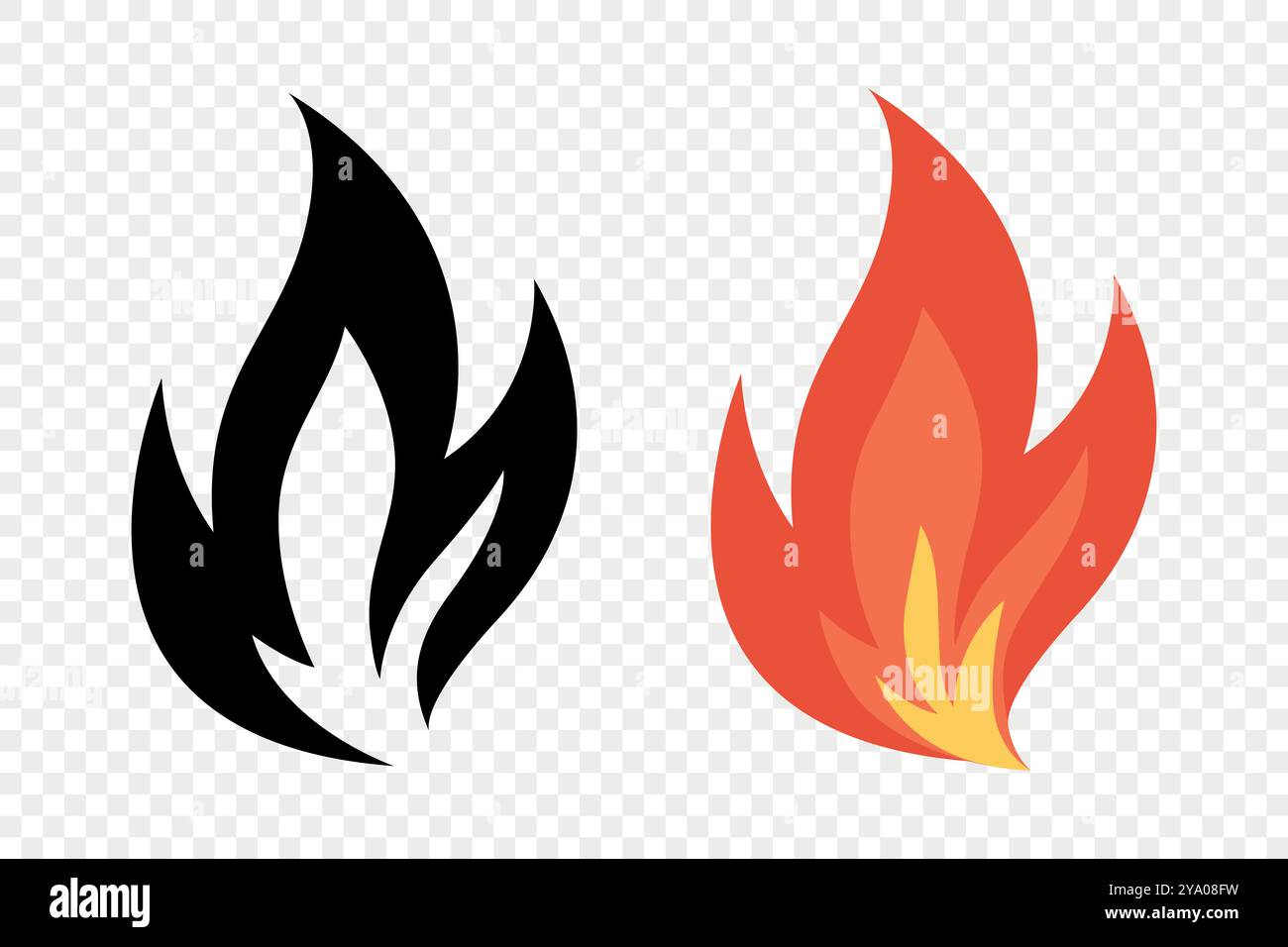 Vector Fire Flame Icon Set. Isolated Campfire, Bonfire, Flame Sign ...