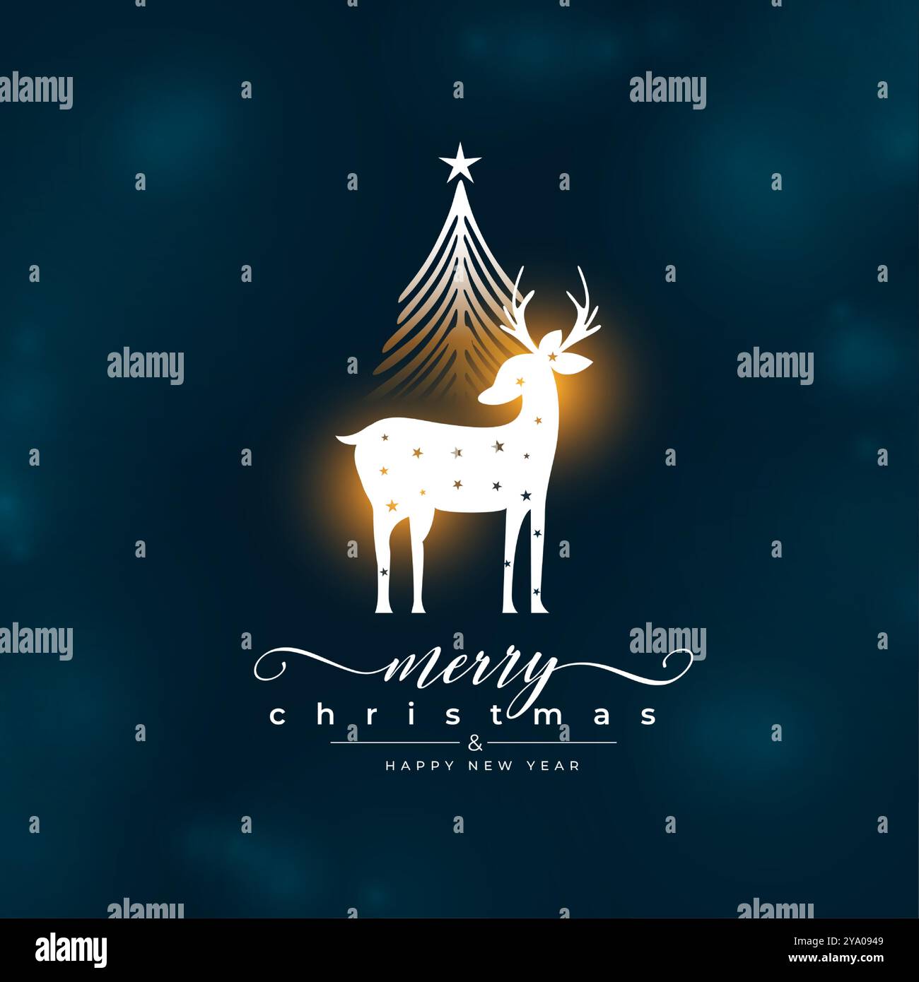 beautiful merry christmas wishes background with reindeer design vector ...