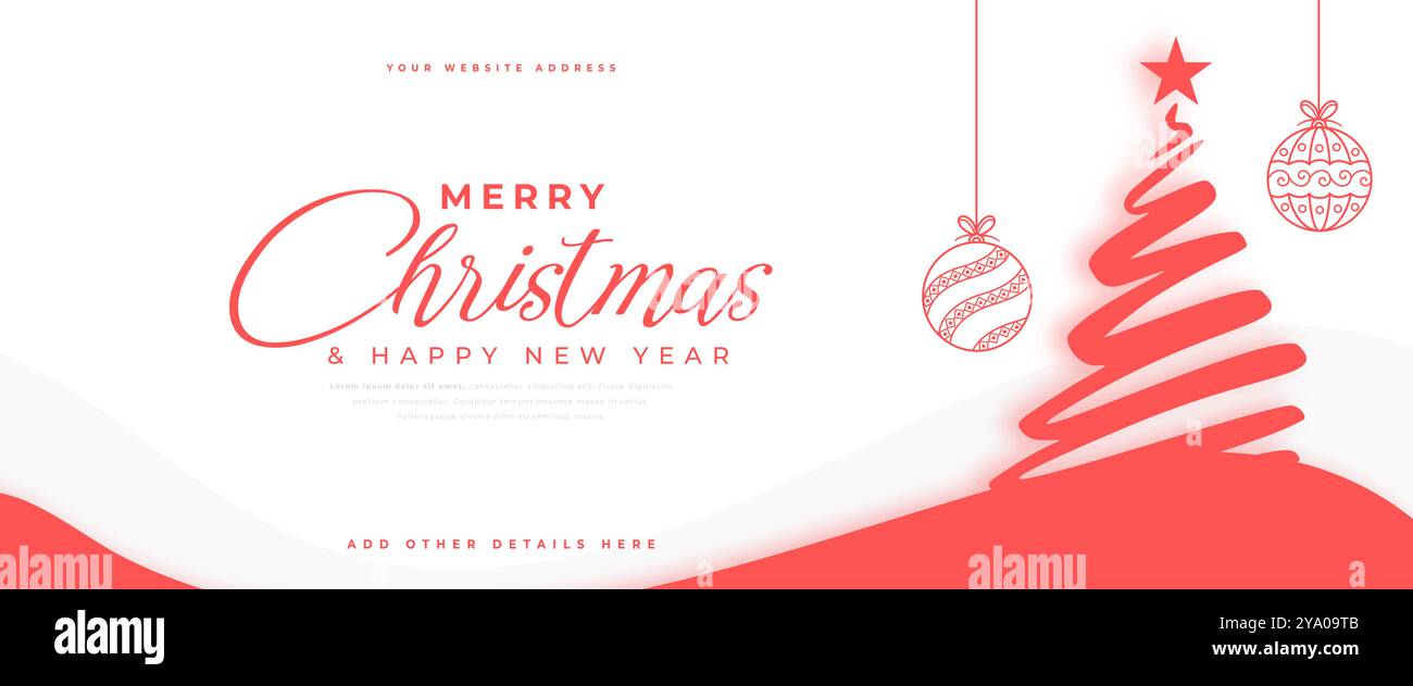 merry christmas party invitation banner with hanging bauble vector ...