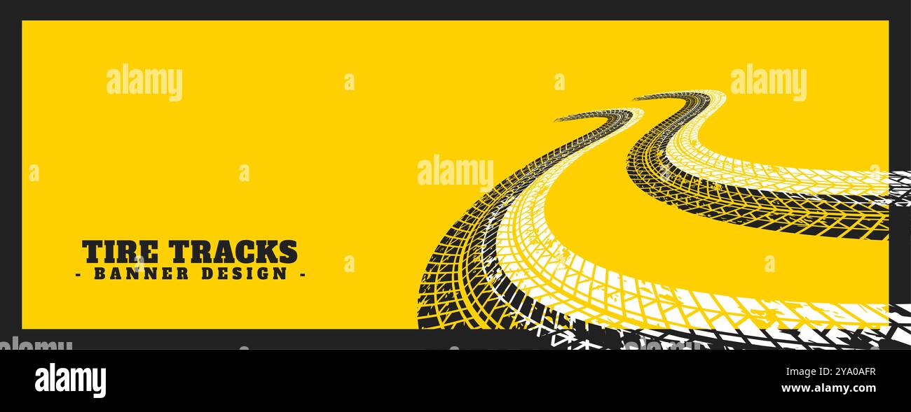grungy style tire trail mark yellow banner design vector Stock Vector ...