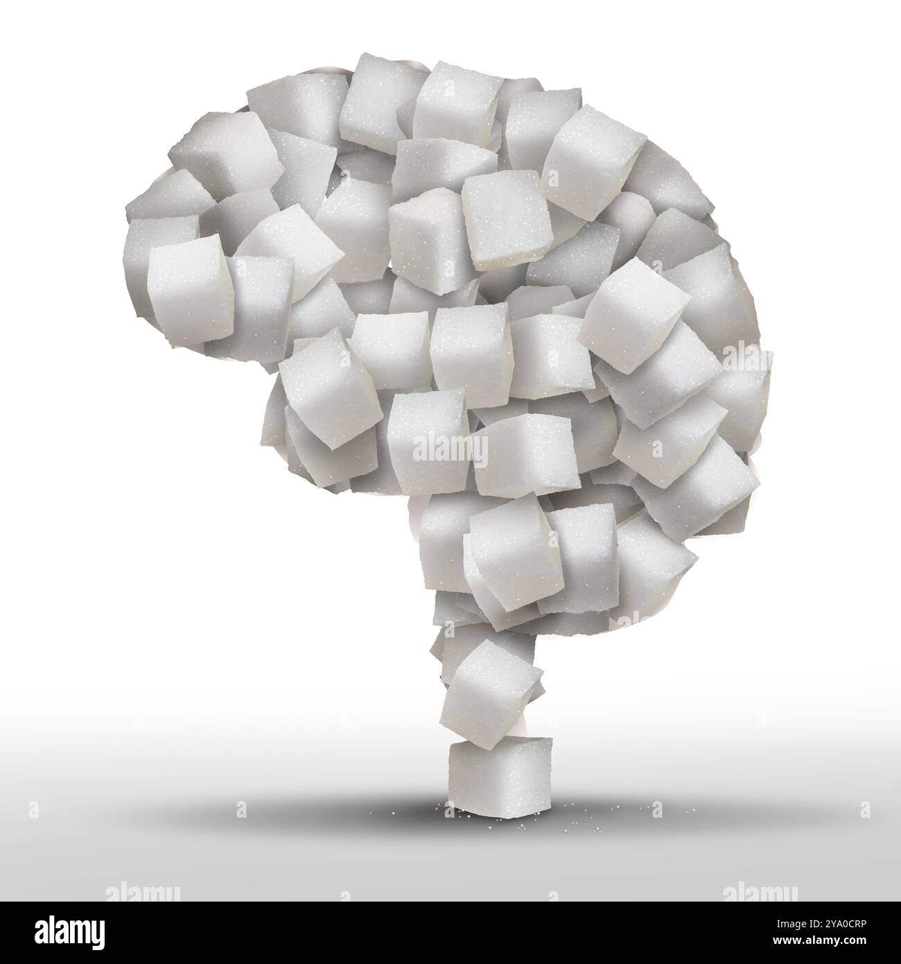 Sugar And Depression food risk health concept as a human brain made of ...