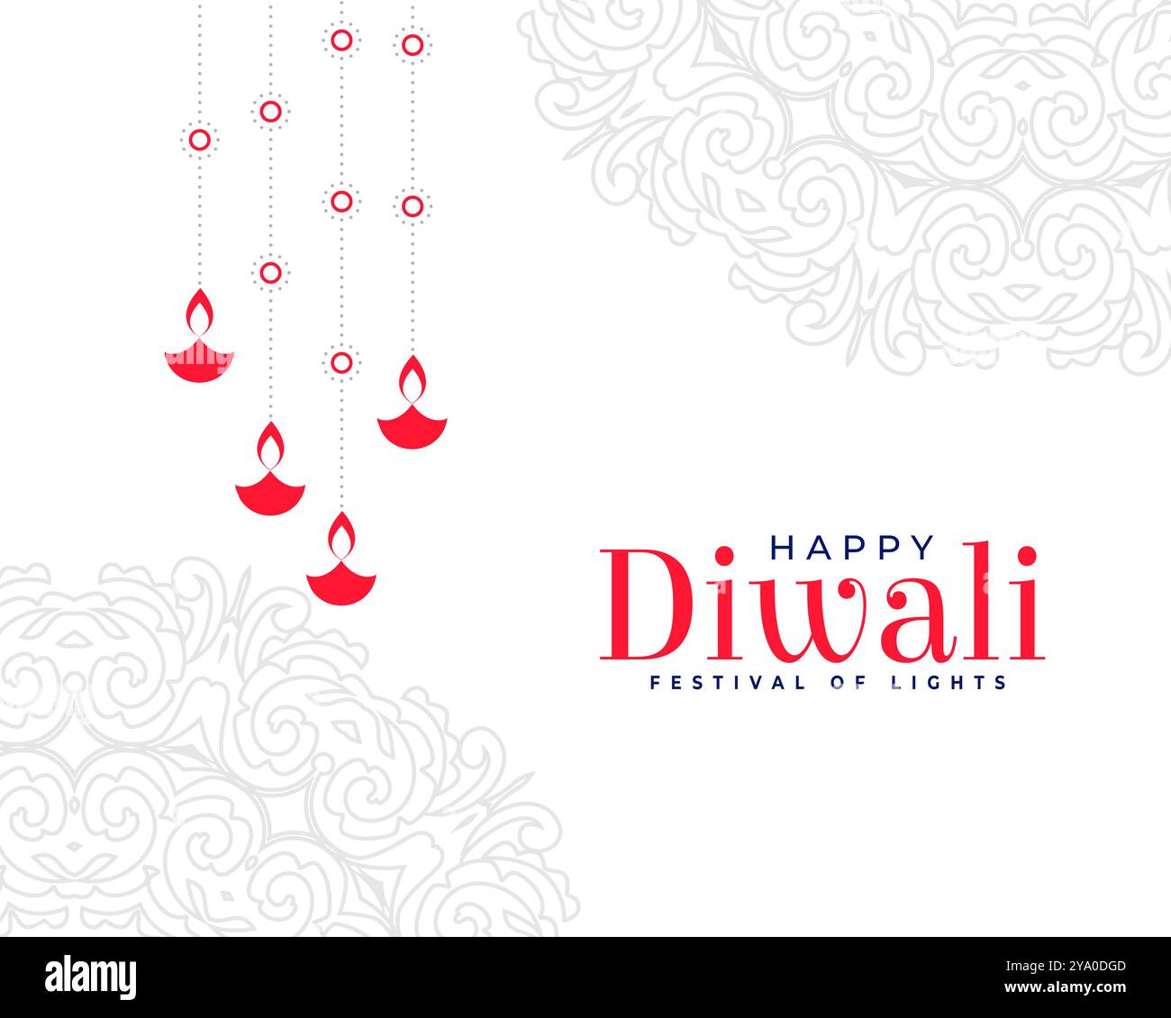 elegant shubh diwali wishes card with hanging diya vector Stock Vector ...