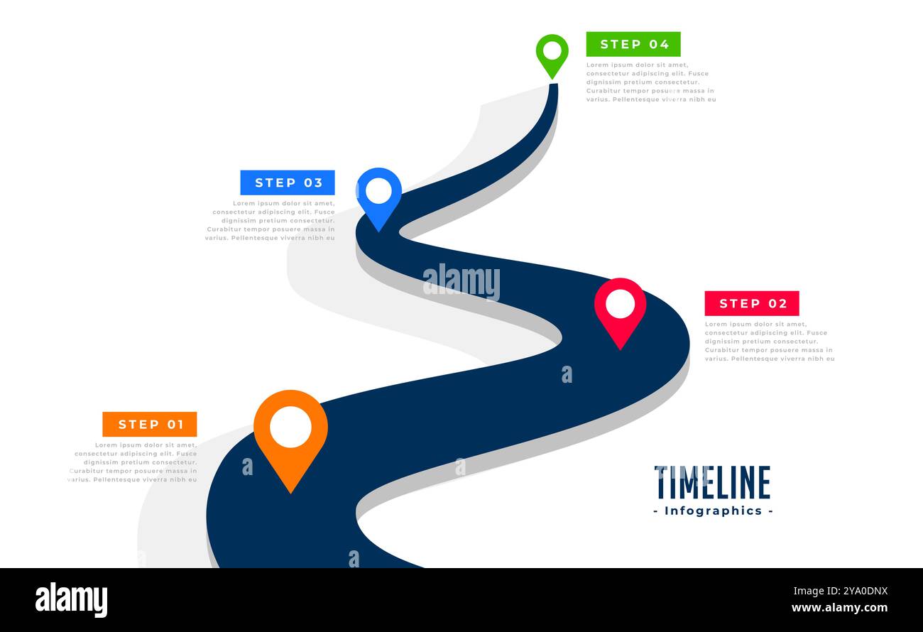 four step road map infographic template with colorful location pointer vector Stock Vector Image ...