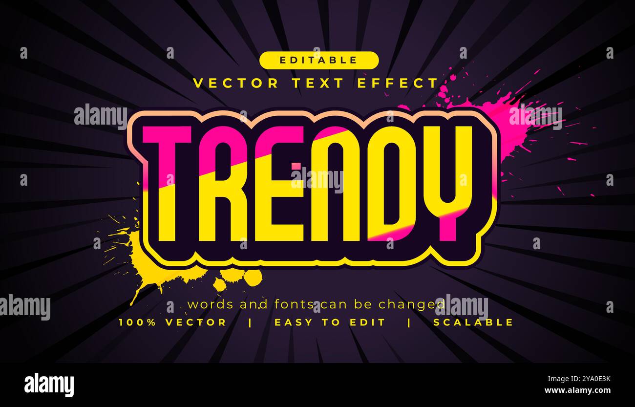 editable trendy text effect style with splatter effect vector Stock ...