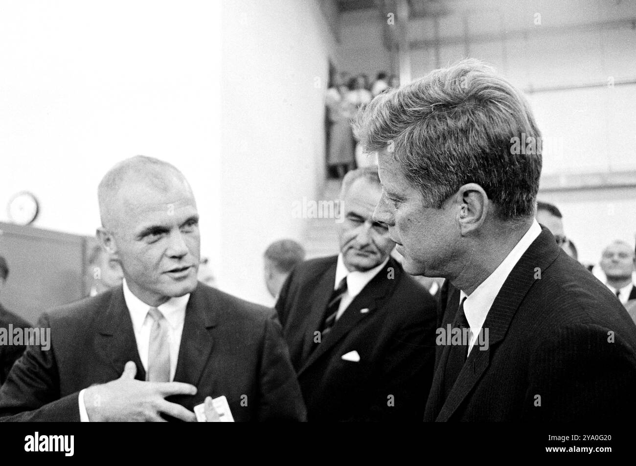 U.S. President John F. Kennedy visiting with astronaut Lieutenant ...