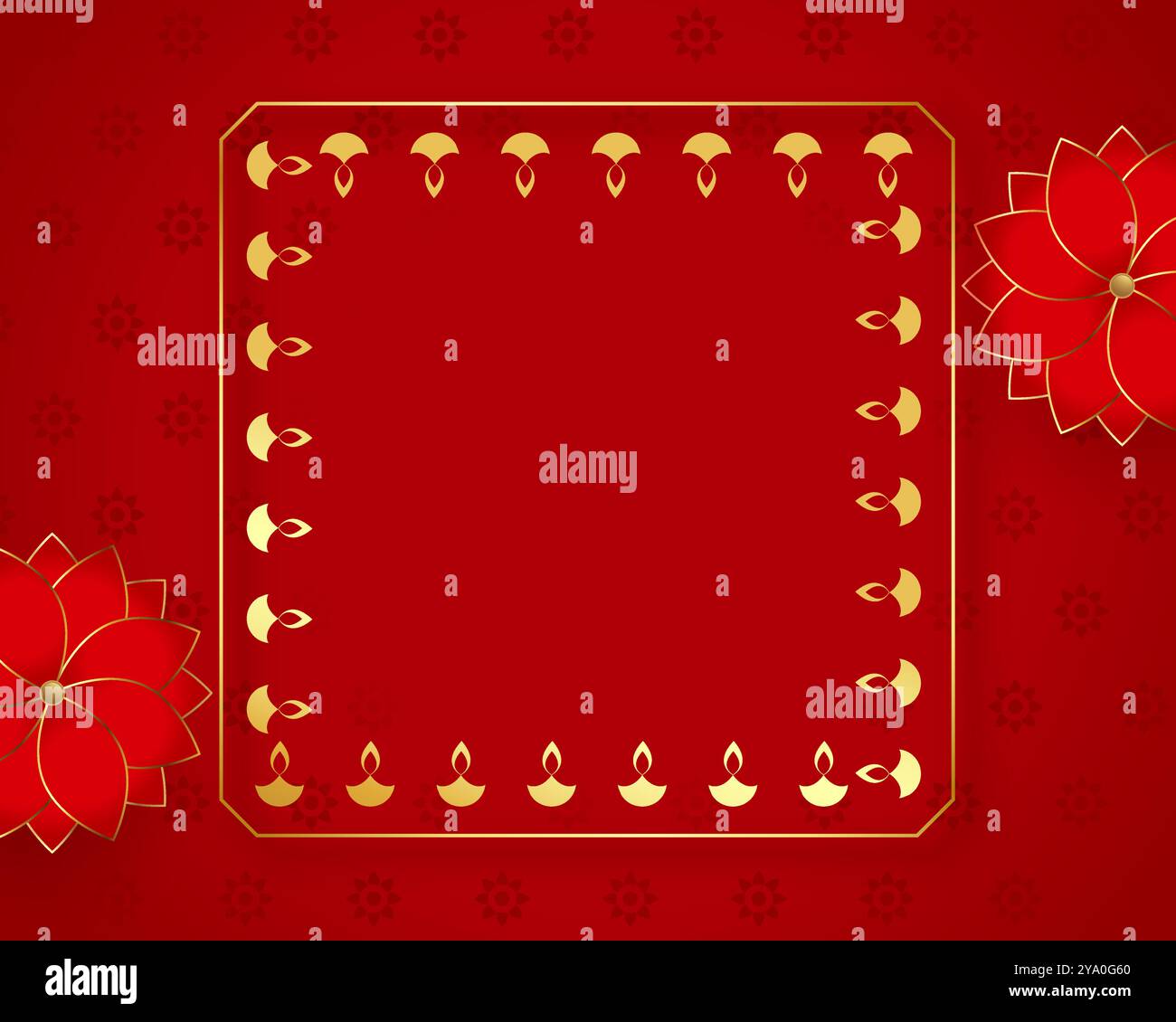 ethnic golden diwali diya border frame with text space vector Stock ...