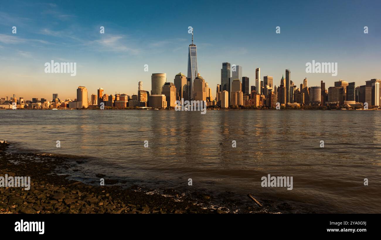 New York skyline of World Trade Center. One World Trade Center. New ...