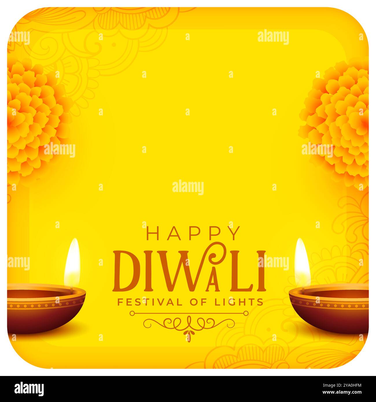shubh diwali wishes yellow background for social media post vector ...