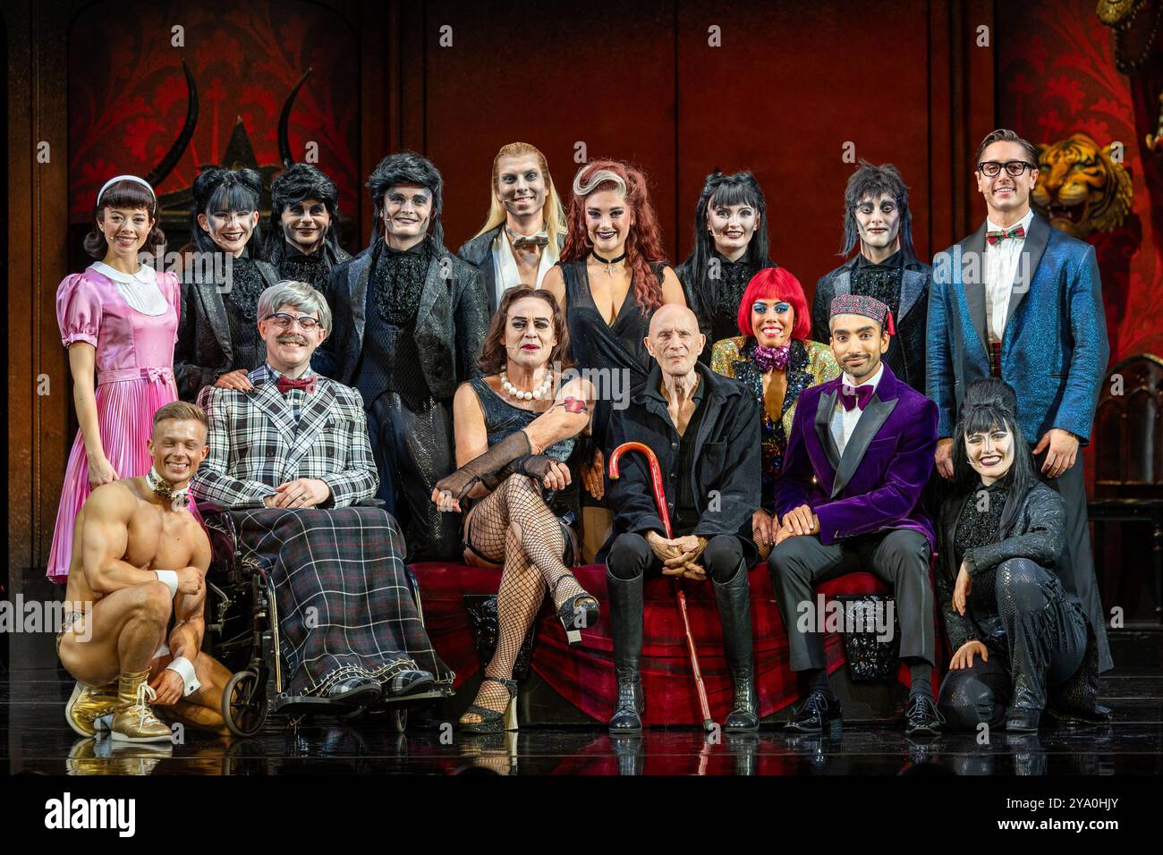 Jason Donovan stars as Frank n Furter on stage during at The Rocky ...