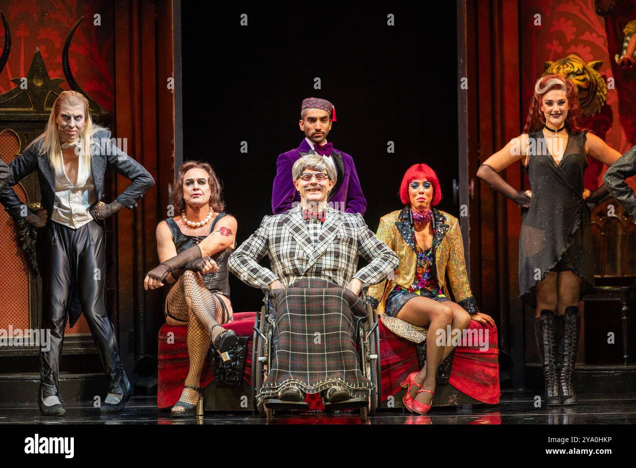 Jason Donovan stars as Frank n Furter on stage during at The Rocky ...