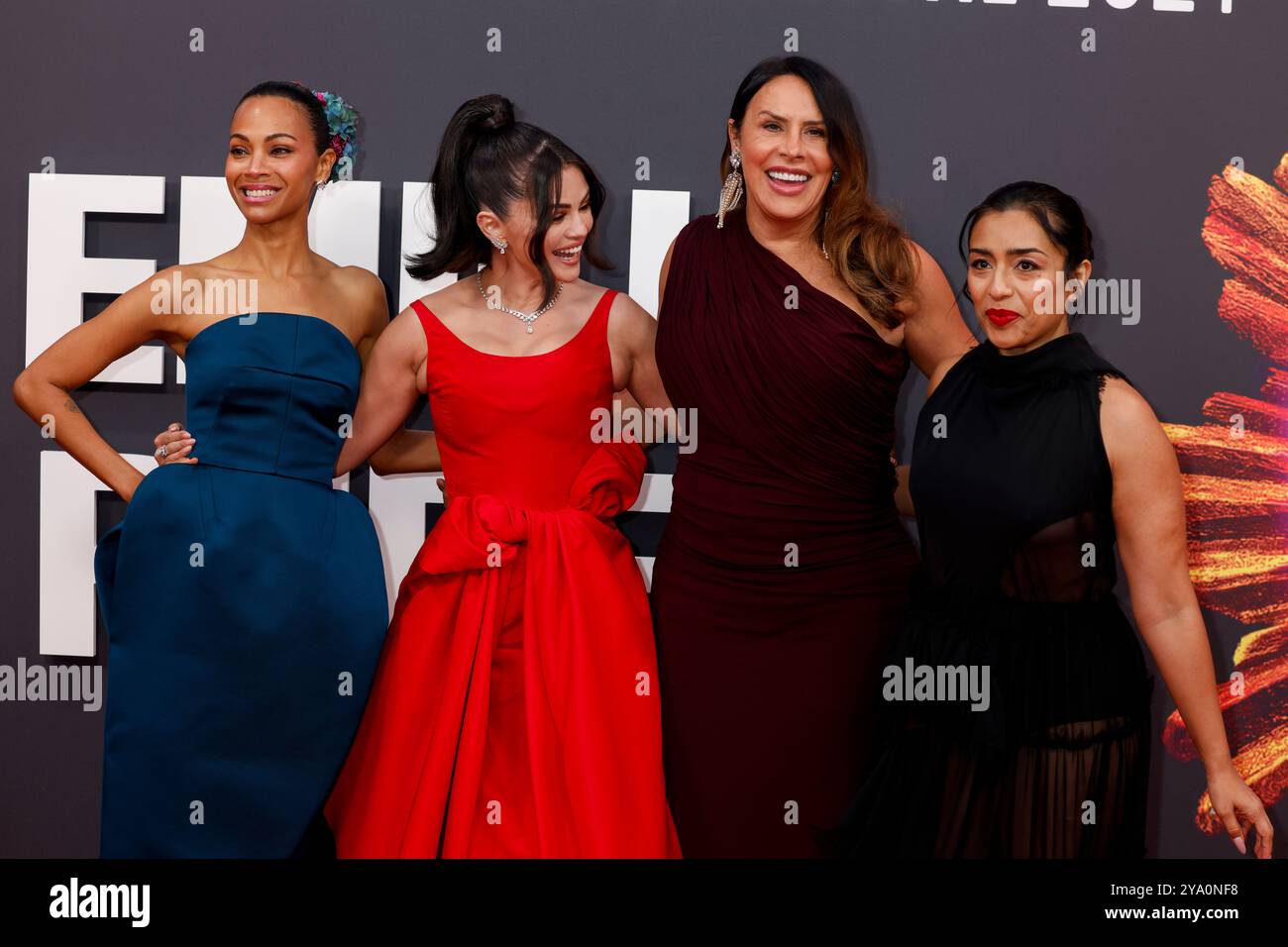 London, UK. 11th Oct, 2024. Zoe Saldana, Selena Gomez, Karla Sofía Gascón and Adriana Paz attend ...