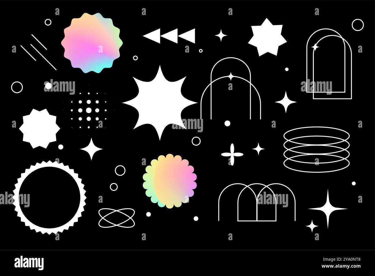 retro style y2k geometric shapes element in set vector Stock Vector ...