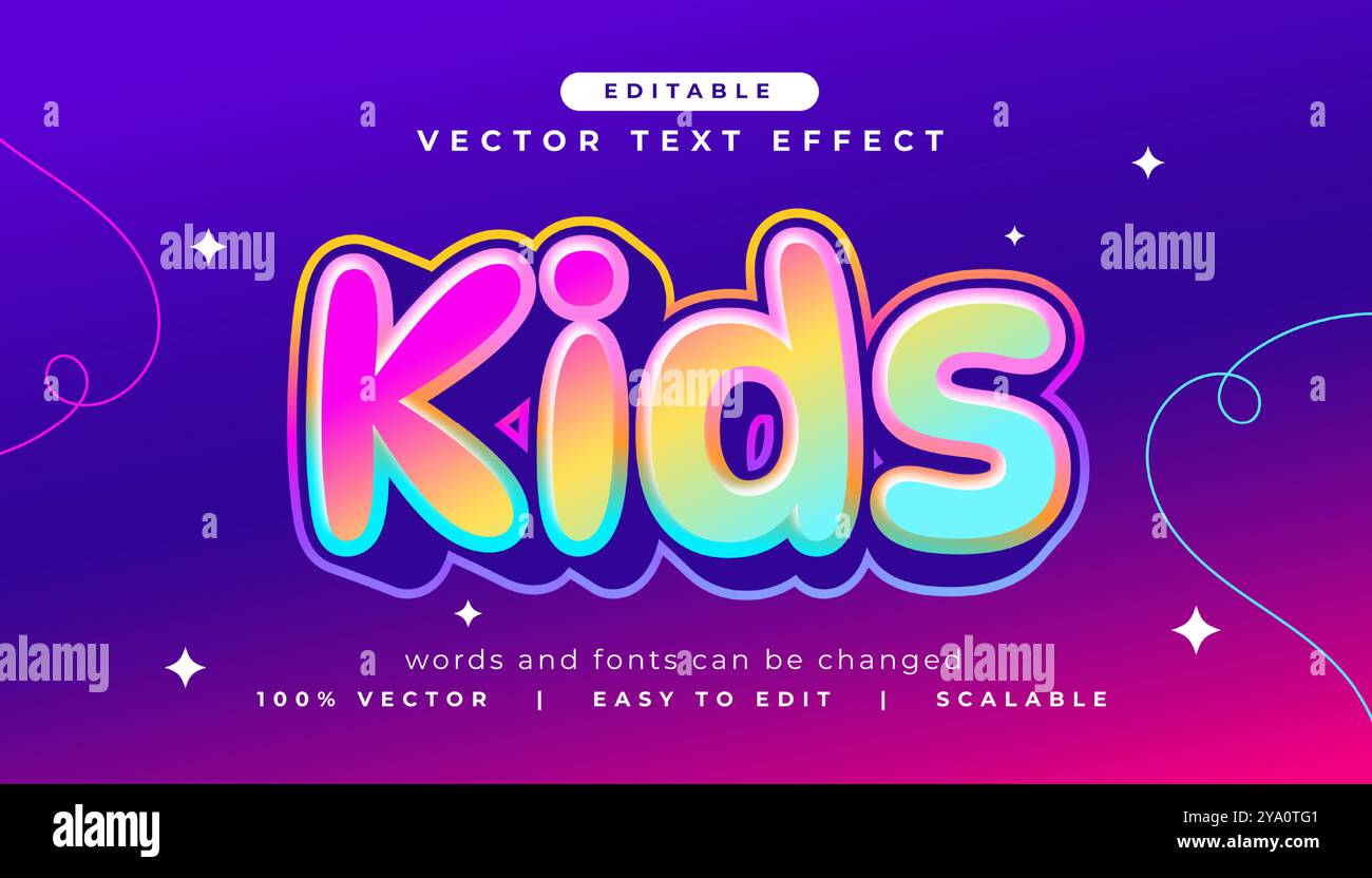 editable colorful kids text effect style vector Stock Vector Image ...