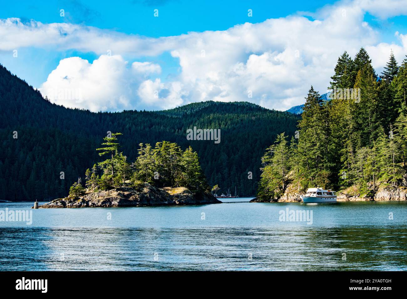 Boat in Centre Bay, Gambier Island, in Howe Sound, BC, Canada Stock ...