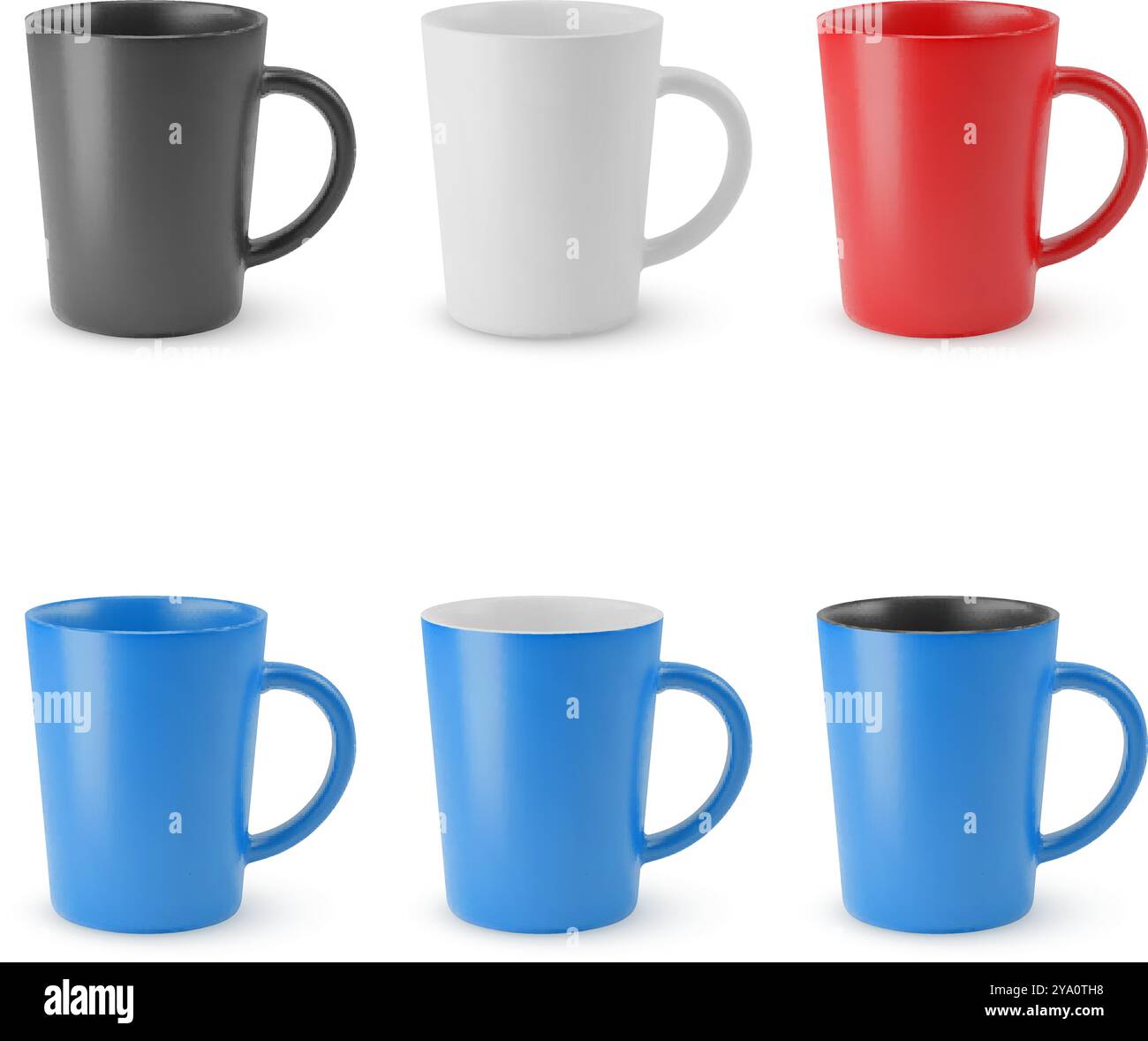 Illustration of Six Realistic Empty Ceramic Coffee Cup or Tea Mug ...