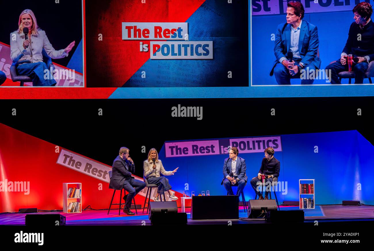 Manchester, UK. , . The Rest Is Politics podcast's cohosts tour around ...