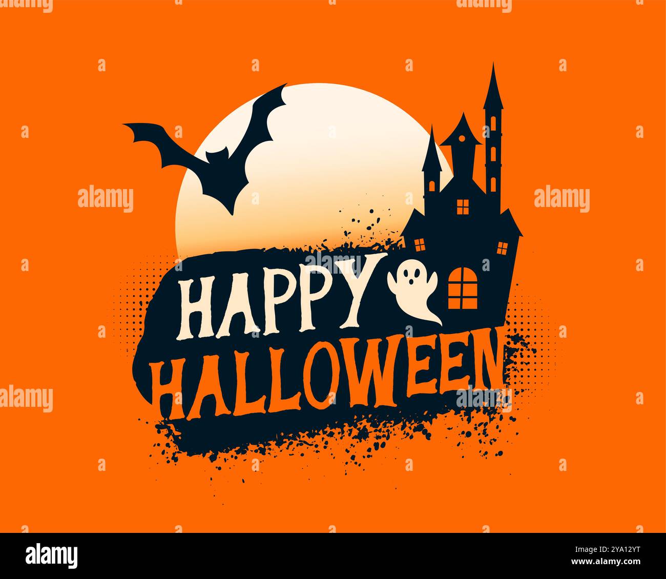 happy halloween creepy night background with scary elements vector ...