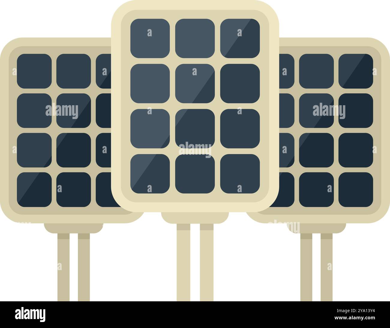 Three solar panels are converting sunlight into electricity Stock ...
