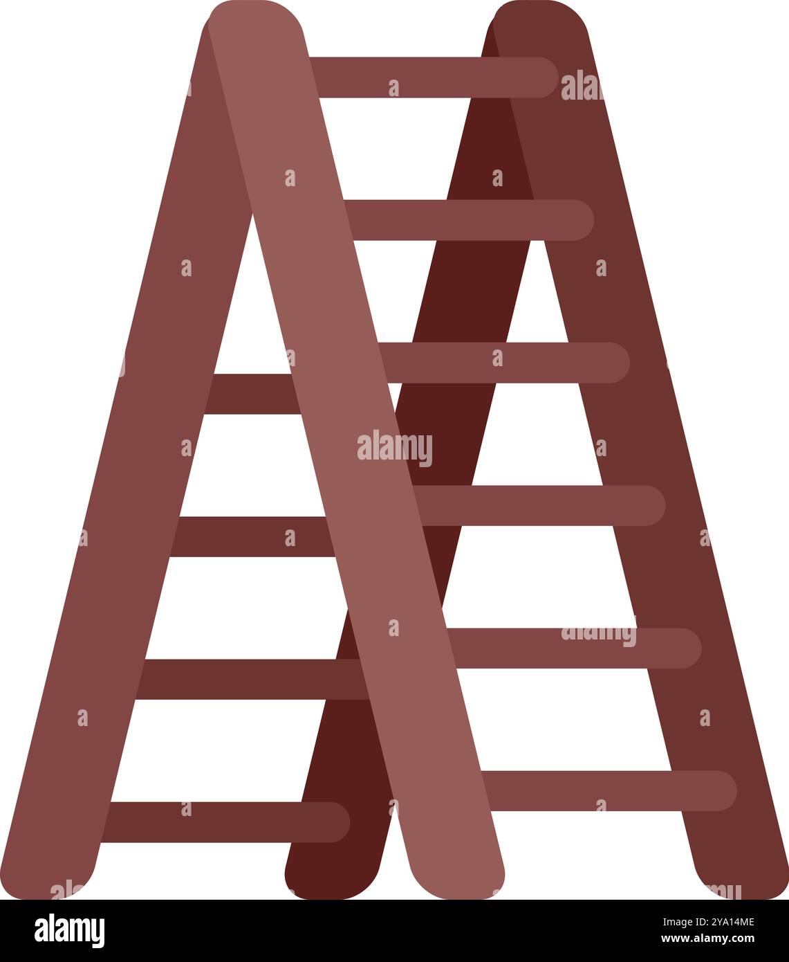 Brown wooden double sided step ladder standing upright for home ...