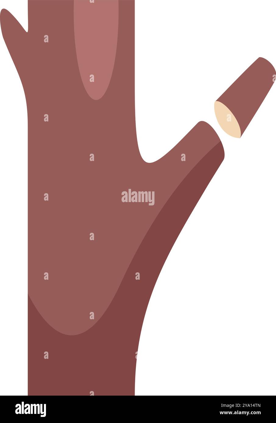 Illustration of a brown tree branch with a cut branch growing a new ...