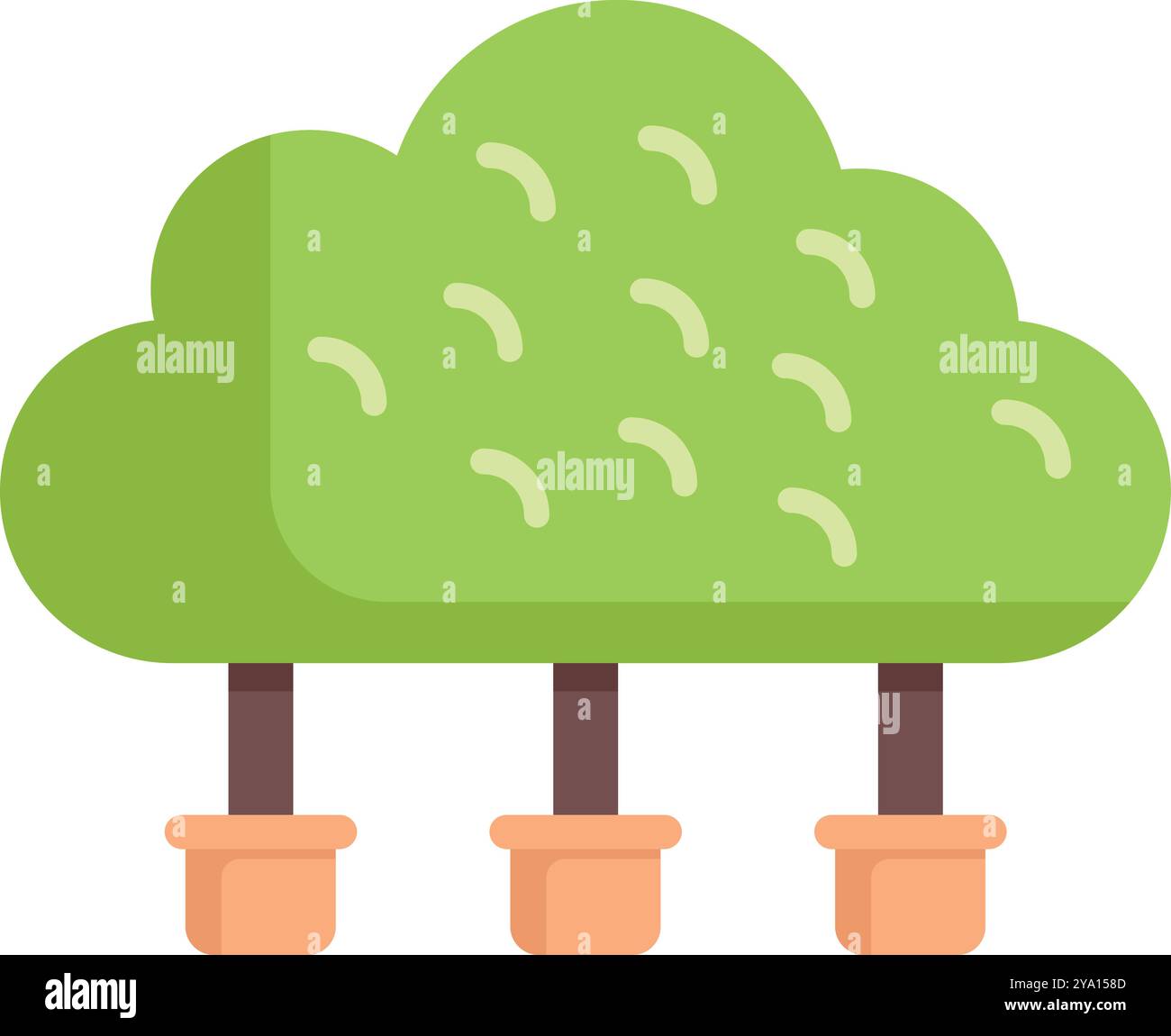 Cloud computing concept represented by a tree growing in flower pots forming a cloud shape Stock ...