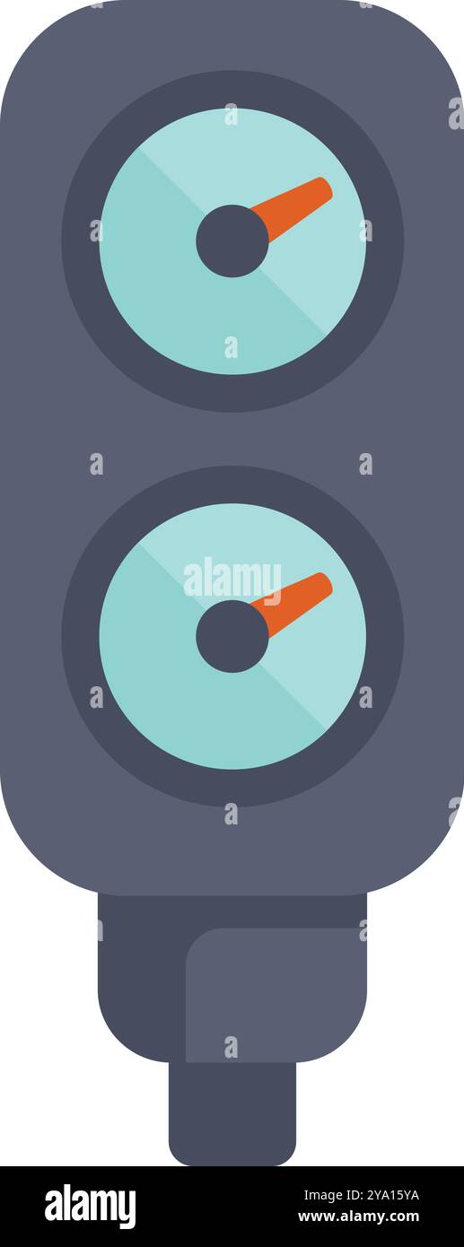 Pressure gauge with two analog indicators showing different pressure measurements Stock Vector ...