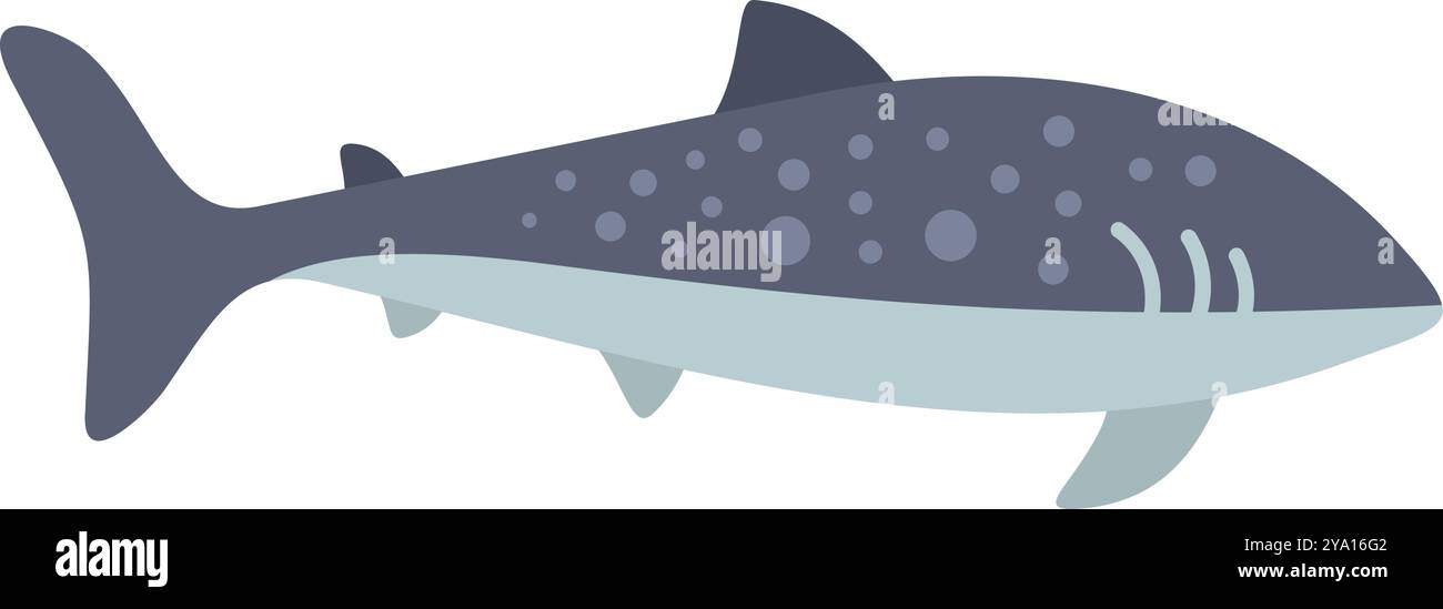 Cartoon whale shark swimming underwater with open mouth side view ...