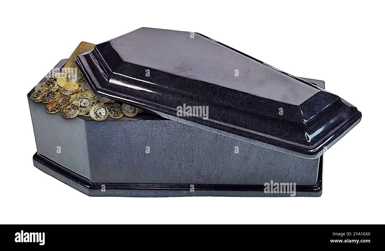 Black Wooden Coffin Used to Bury People Who Have Passed with the lid ...