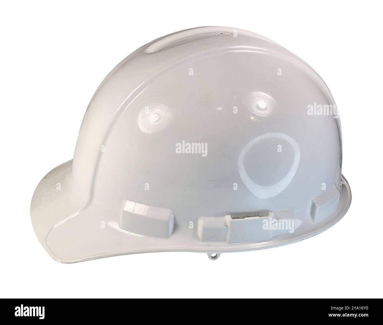 White hardhat used for safety viewed from side Stock Photo - Alamy