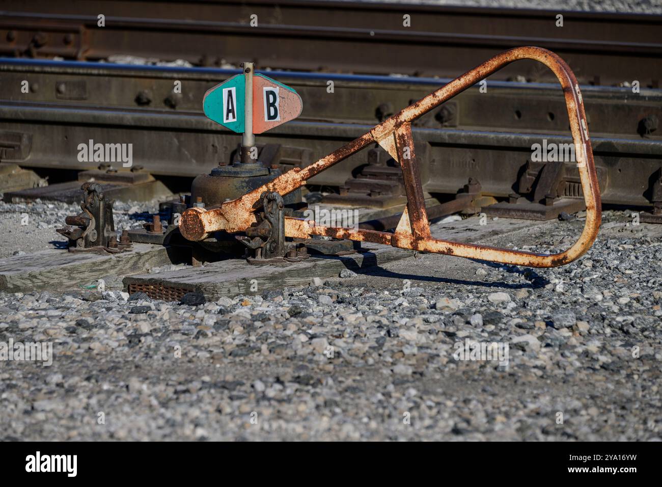 railroad track switch lever Stock Photo - Alamy