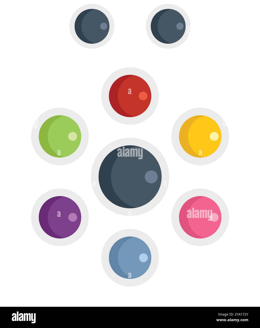 Colorful molecule icon in flat style depicting atoms connecting during ...